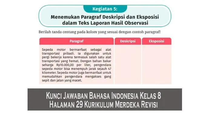 Kunci Jawaban Bahasa Indonesia Kelas 8 Halaman 29 Kurikulum Merdeka Revisi